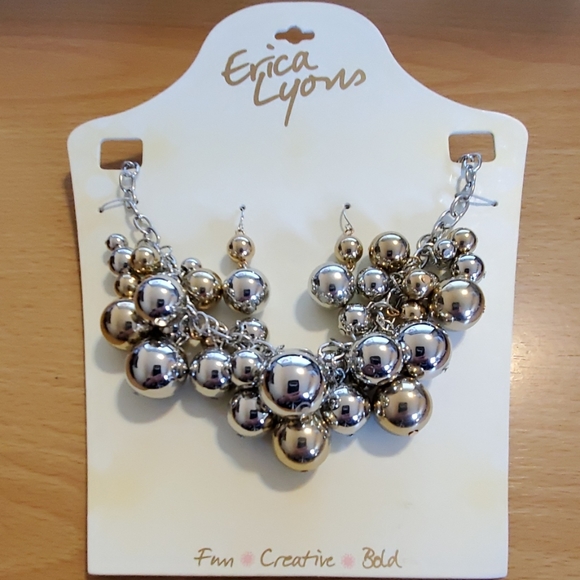 Erica Lyons | Jewelry | Erica Lyons Silver Gold Shaky Bead Necklace And ...